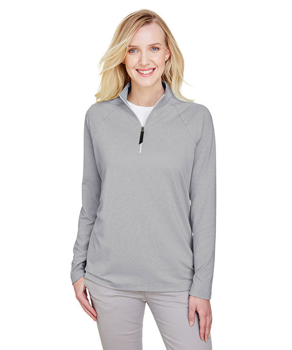 Women's Micro-Stripe Quarter-Zip | Devon & Jones DG480W | Bulk Pricing ...